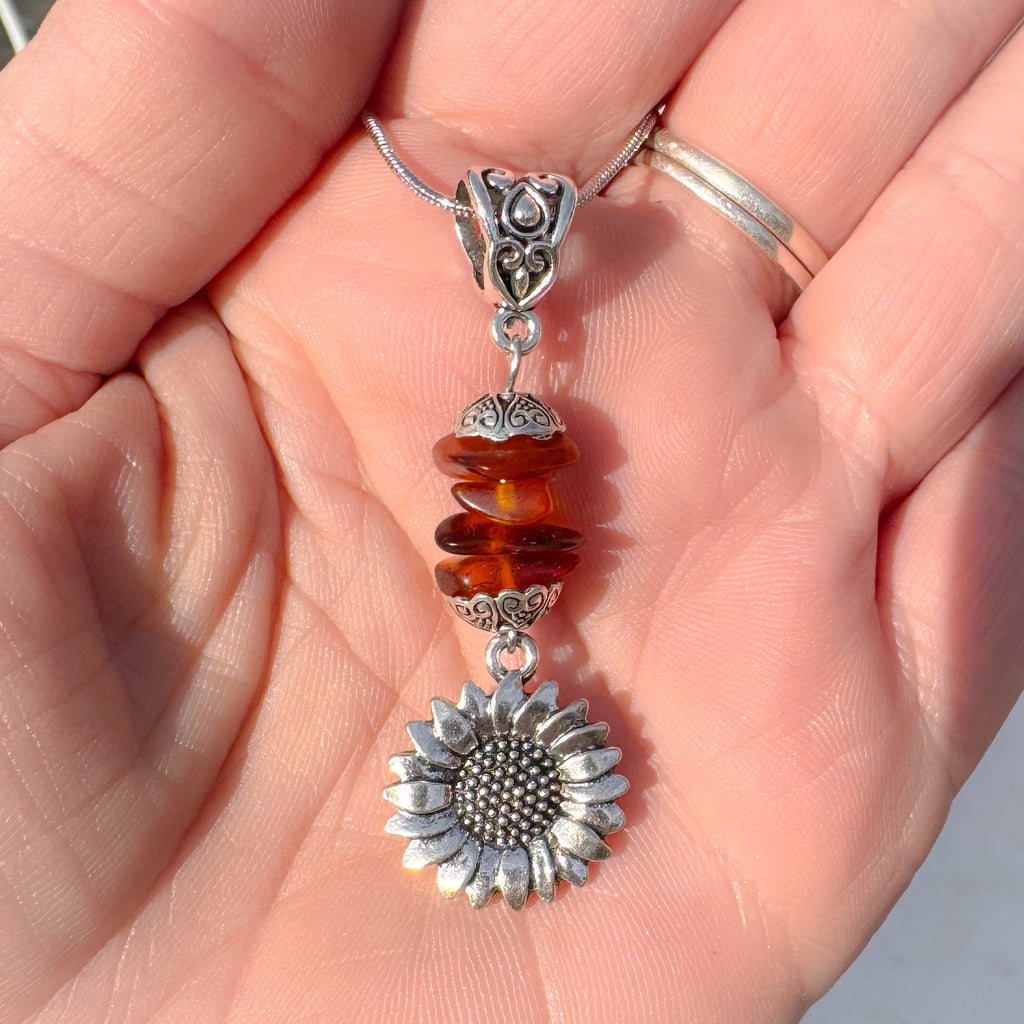 Amber Sunflower Pendant ~ A symbol of Radiance and Vitality – MoonChild ...